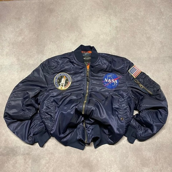 Nasa Marine | Jackets & Coats | Y2k Nasa Space Bomber Zip Up Patch ...